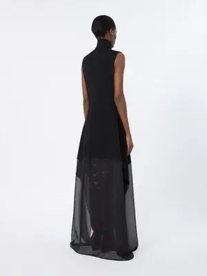 Max Mara Long Viscose Knit And Silk Georgette Dress