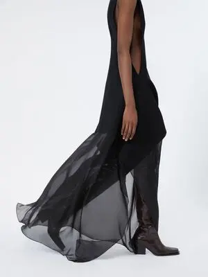 Max Mara Long Viscose Knit And Silk Georgette Dress
