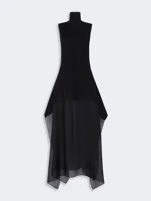 Max Mara Long Viscose Knit And Silk Georgette Dress