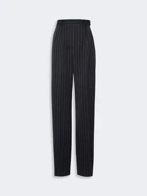 Max Mara Pleated Stretch Wool Trousers - Black