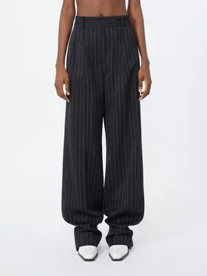 Max Mara Pleated Stretch Wool Trousers - Black
