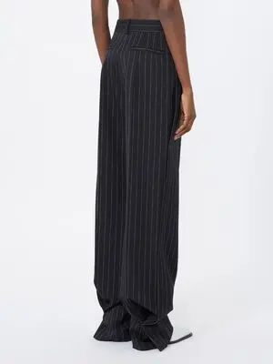 Max Mara Pleated Stretch Wool Trousers - Black