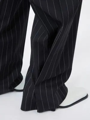Max Mara Pleated Stretch Wool Trousers - Black
