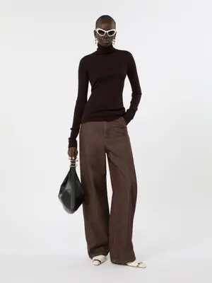 Max Mara Slim Pure Wool Mock Polo-neck Sweater - Chocolate