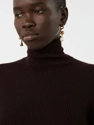 Max Mara Slim Pure Wool Mock Polo-neck Sweater - Chocolate