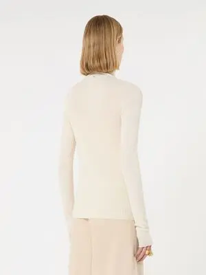 Max Mara Slim Pure Wool Mock Polo-neck Sweater - Ivory