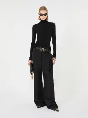 Max Mara Slim Pure Wool Mock Polo-neck Sweater - Black