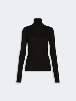 Max Mara Slim Pure Wool Mock Polo-neck Sweater - Black
