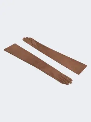 Max Mara Extra-long Suede Gloves - Brown