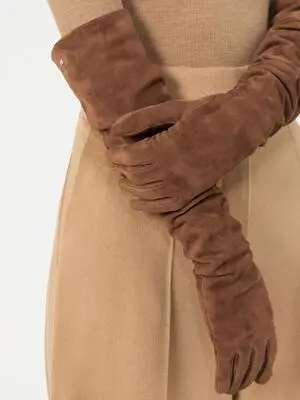 Max Mara Extra-long Suede Gloves - Brown