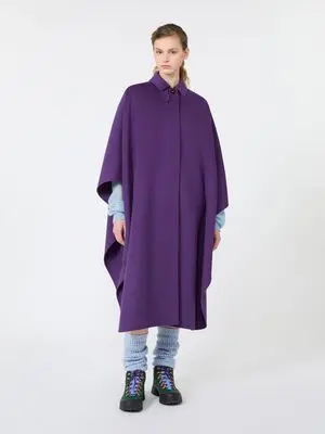 Max Mara Wool-blend Double Fabric Maxi Cape - Purple