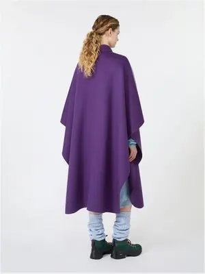 Max Mara Wool-blend Double Fabric Maxi Cape - Purple