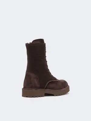 Max Mara Cashmere And Suede Combat Boots
