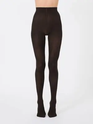 Max Mara Ribbed Cotton Tights - Dark Brown