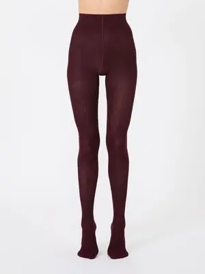 Max Mara Ribbed Cotton Tights - Dark Red