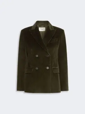 Max Mara Cotton Corduroy Velvet Blazer - Kaki