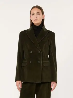 Max Mara Cotton Corduroy Velvet Blazer - Kaki
