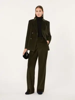 Max Mara Cotton Corduroy Velvet Blazer - Kaki