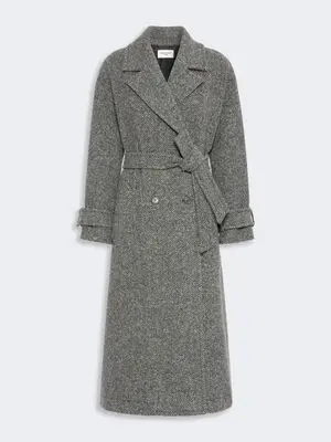 Max Mara Long Wool-blend Tweed Coat - Dark Grey