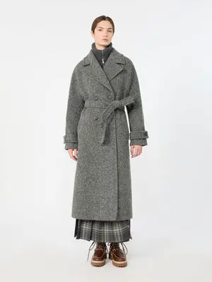 Max Mara Long Wool-blend Tweed Coat - Dark Grey