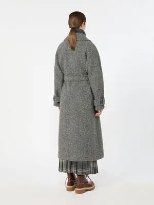 Max Mara Long Wool-blend Tweed Coat - Dark Grey