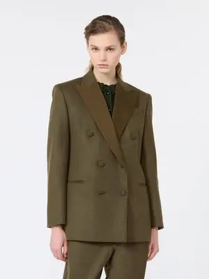 Max Mara Mélange Wool Double-breasted Blazer - Moss Green