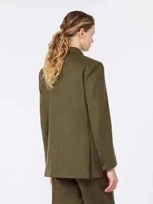 Max Mara Mélange Wool Double-breasted Blazer - Moss Green