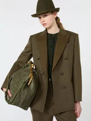 Max Mara Mélange Wool Double-breasted Blazer - Moss Green