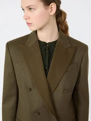 Max Mara Mélange Wool Double-breasted Blazer - Moss Green