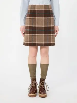 Max Mara Short Checked Wool Skirt