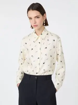 Max Mara Printed Silk Shirt - Ivory
