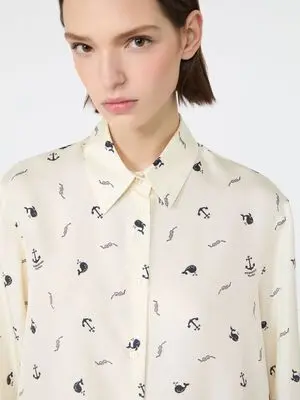 Max Mara Printed Silk Shirt - Ivory