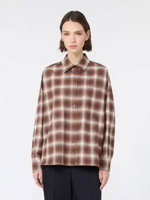 Max Mara Check Design Cotton Flannel Shirt - Brown