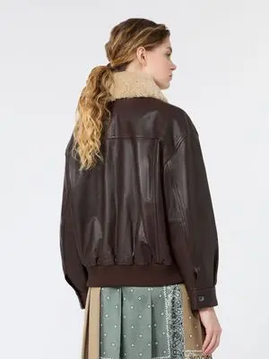 Max Mara Aviator Jacket In Nappa Leather - Dark Bown