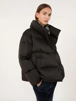 Max Mara Short Down Jacket In Technical Satin