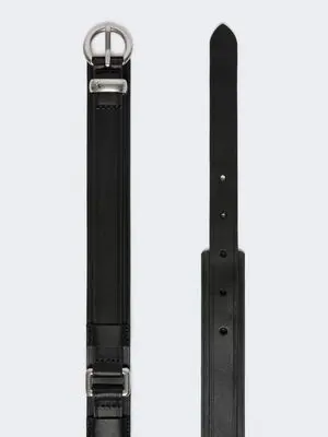 Max Mara Leather Belt With Rectangular Rings - Black