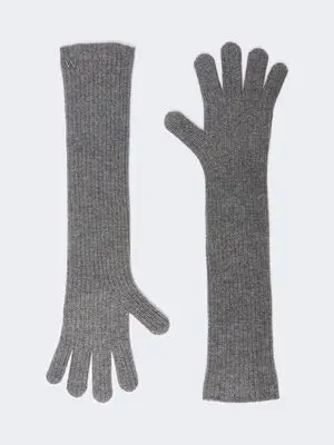 Max Mara Cashmere Yarn Gloves Light Grey