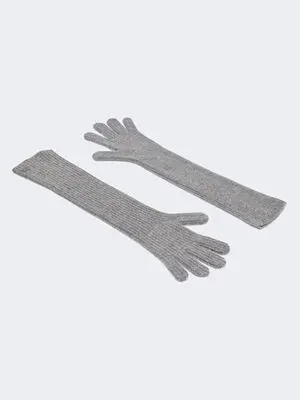 Max Mara Cashmere Yarn Gloves - Light Grey