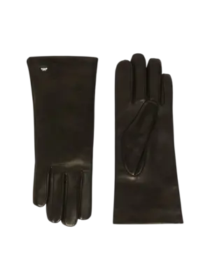 Max Mara Short Nappa Leather Gloves - Black