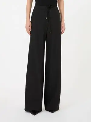 Max Mara Wool Drawstring Trousers - Black