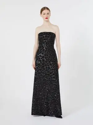 Max Mara Embroidered And Sequinned Tulle Bustier Dress