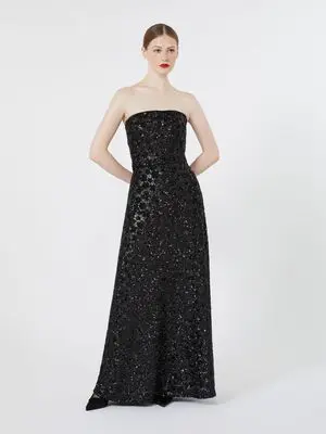 Max Mara Embroidered And Sequinned Tulle Bustier Dress