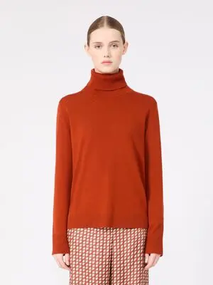 Max Mara Wool Polo-neck Sweater With Branded Patch Detail