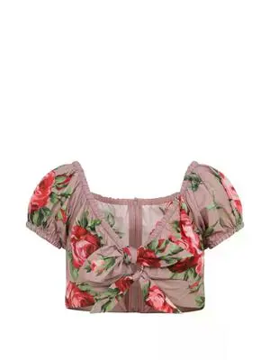 Dolce & Gabbana Floral-print Knotted-front Blouse
