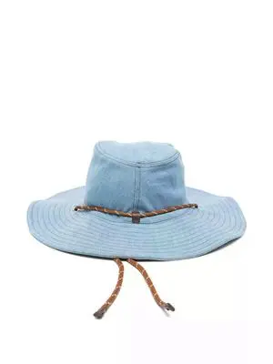Miu Miu Logo-embroidered Wide-brim Sun Hat Blue