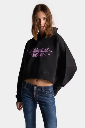 Dsquared2 Dolls Cropped Onion Fit Hoodie - Black