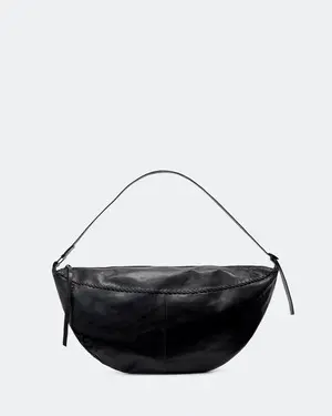 ALLSAINTS Esme Whipstitch Leather Shoulder Bag - Black