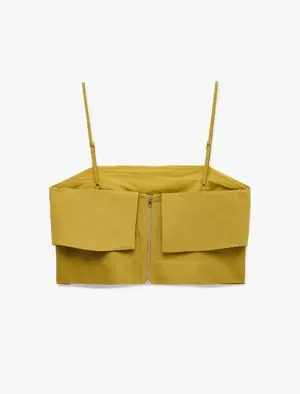Koton Linen Blend Square Neck Strappy Top With Overlay