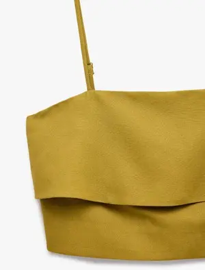 Koton Linen Blend Square Neck Strappy Top With Overlay