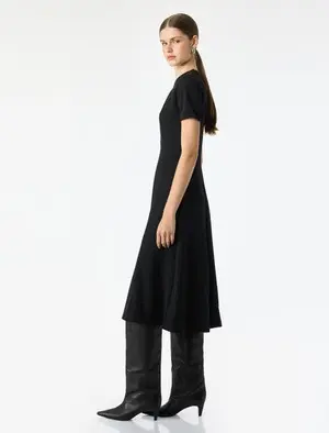 Koton Short Sleeve Crew Neck Flare Dress